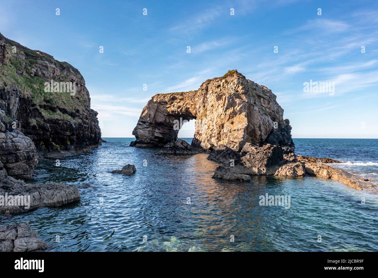 Aerial view of the Great Pollet Sea Arch, Fanad Peninsula, County Donegal, Ireland Stock Photo ...