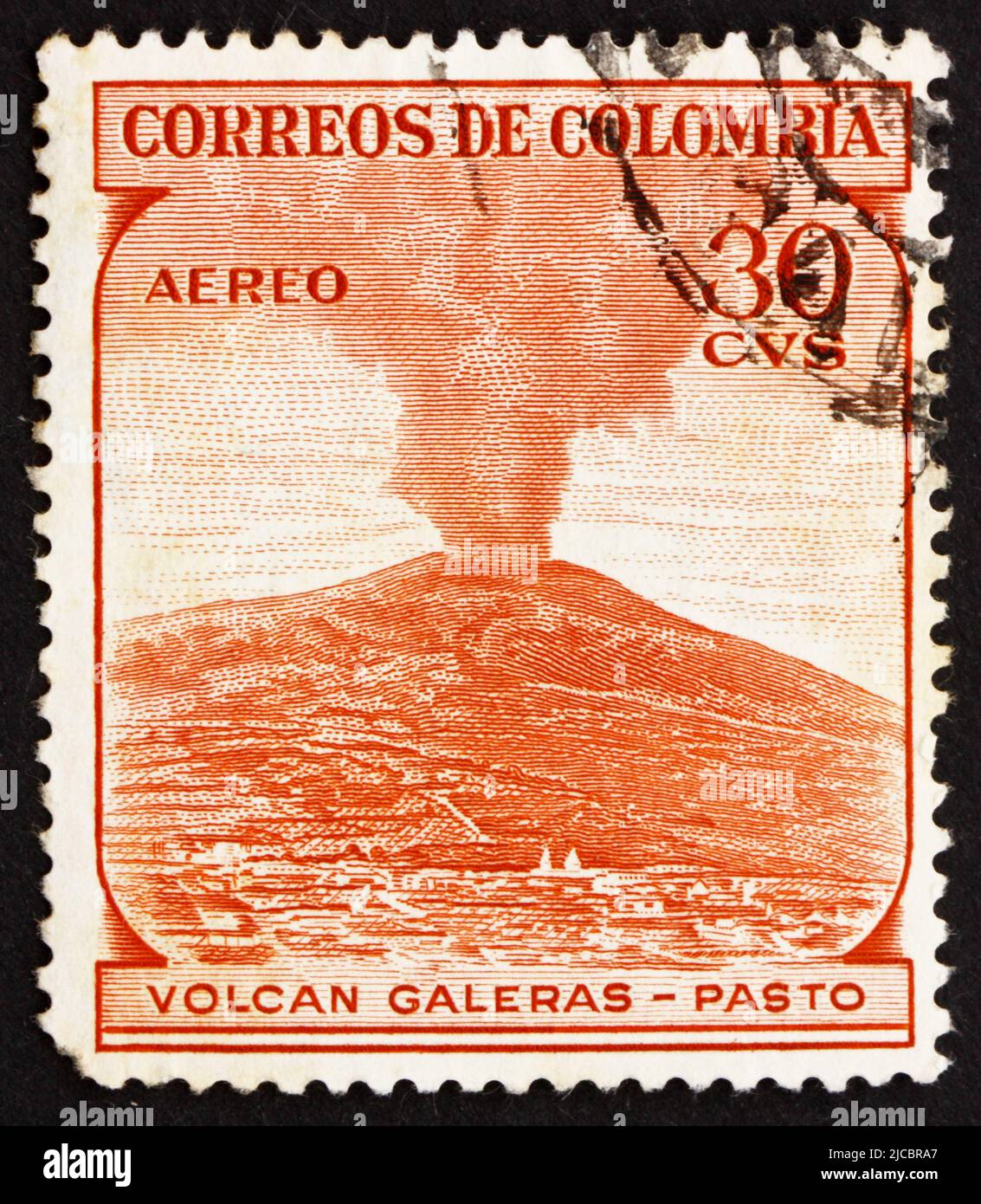COLOMBIA - CIRCA 1954: a stamp printed in the Colombia shows Galeras ...