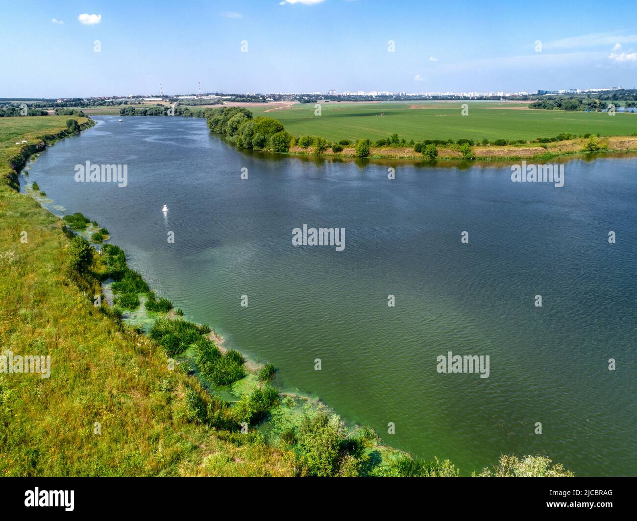 Wide panorama river fields hi-res stock photography and images - Alamy