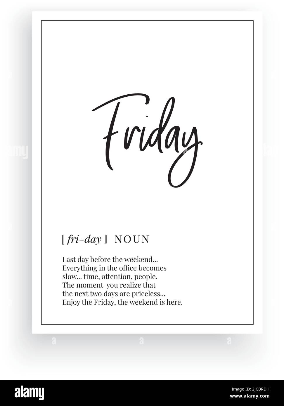 Friday, vector. Minimalist modern poster design. Friday noun ...