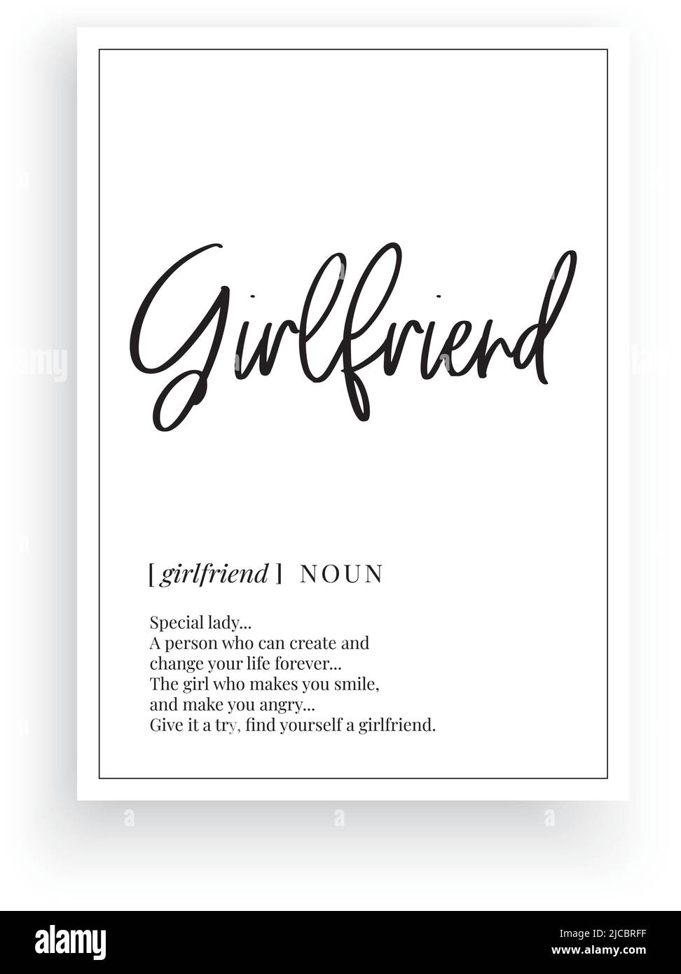 Girlfriend, vector. Minimalist modern poster design. Grilfriend noun ...