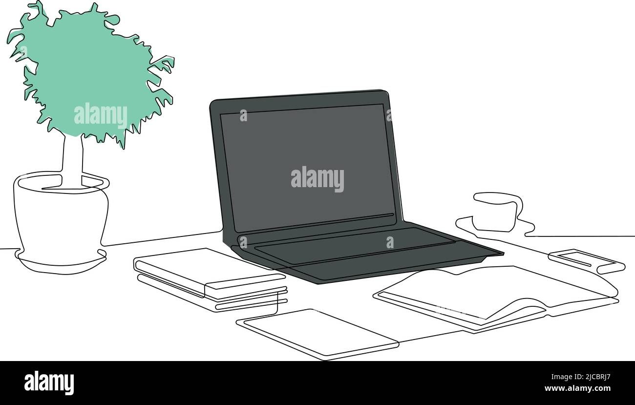 Home workspace laptop computer Stock Vector Images - Alamy