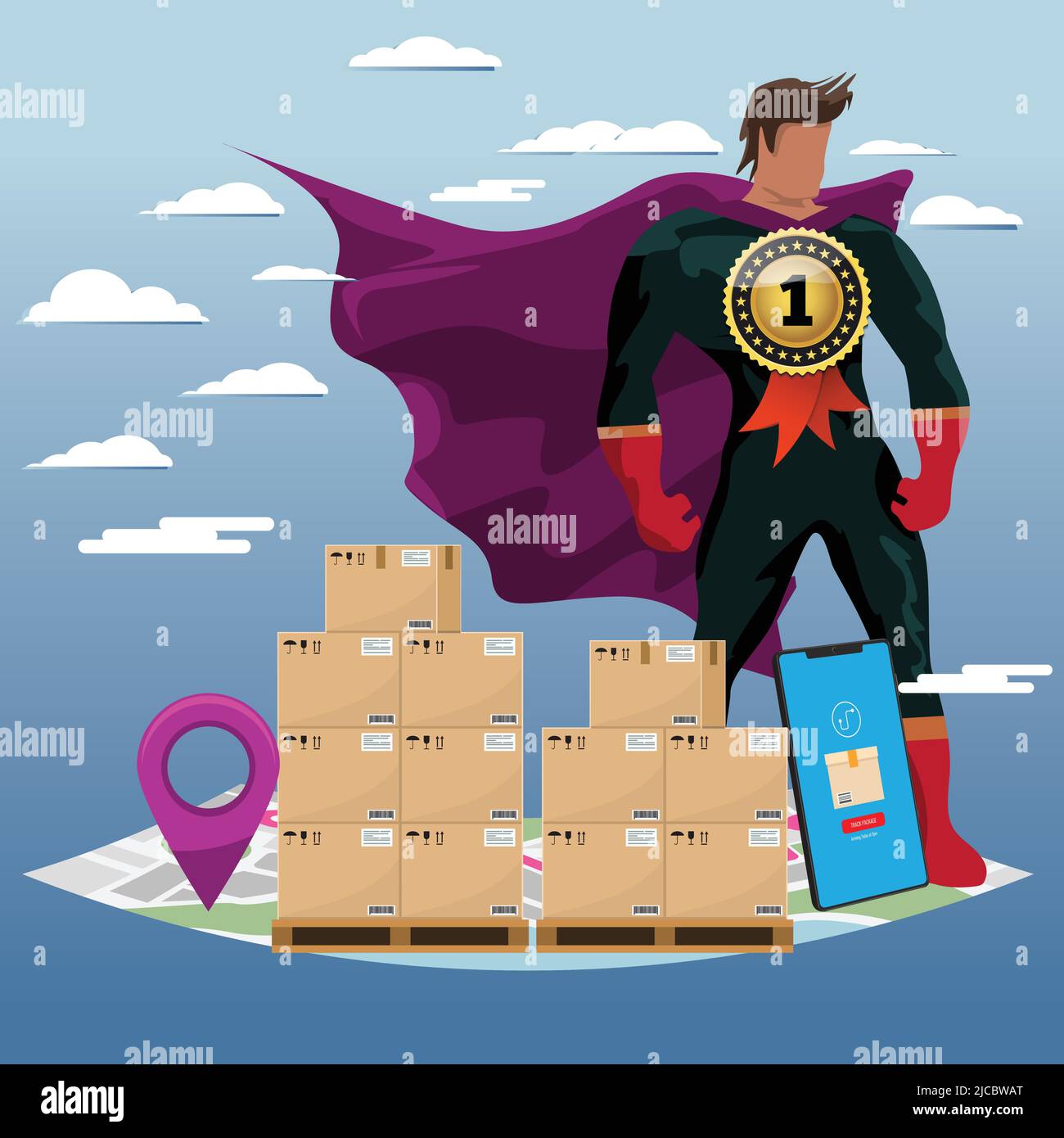 Delivery guy with hand truck Stock Vector Images - Alamy