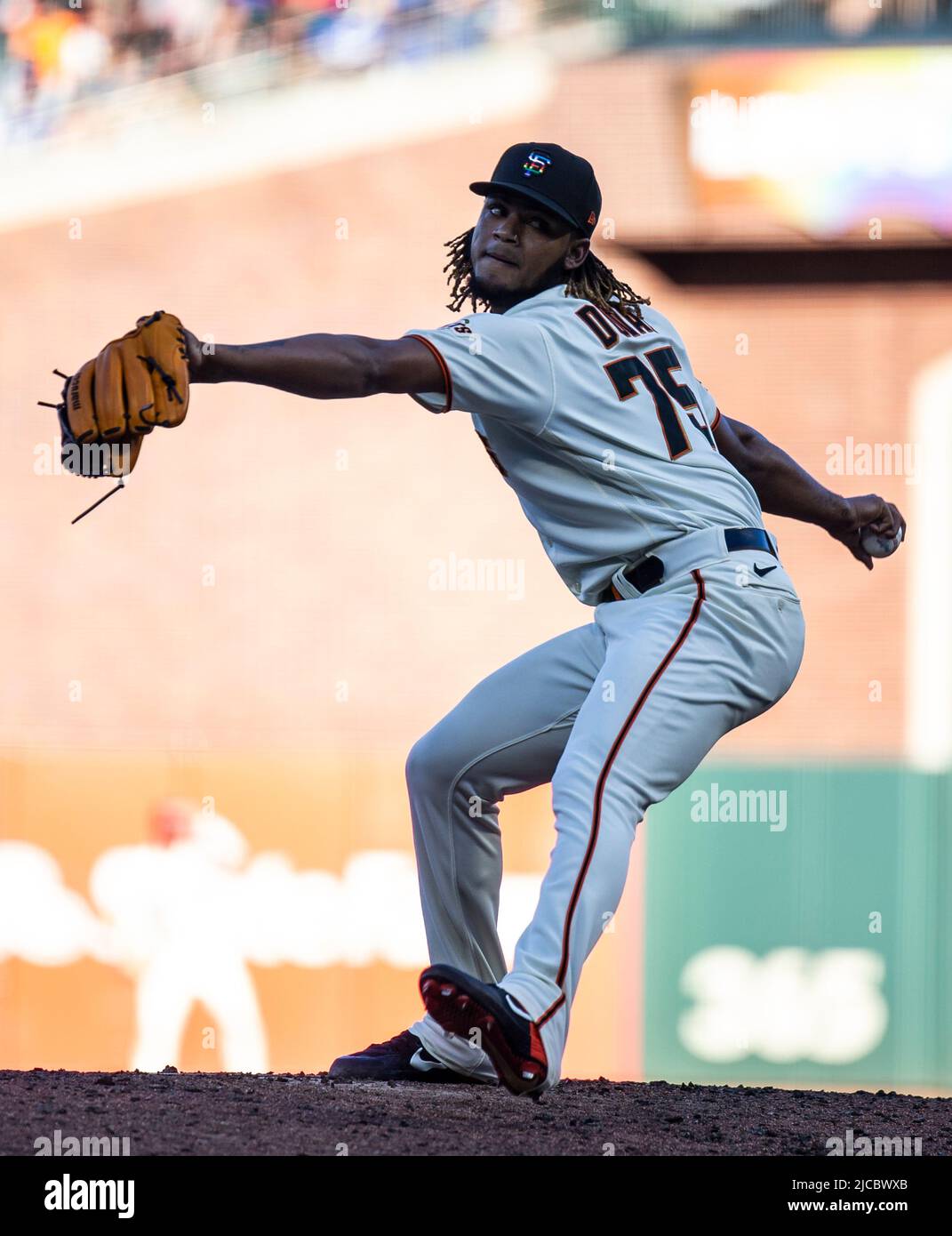 June 11 2022 San Francisco CA, U.S.A. San Francisco relief pitcher Camilo Doval (75) on the ...