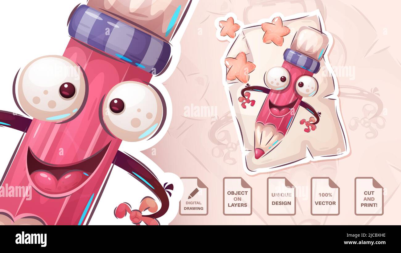 Pencil write letter - cute sticker Stock Vector Image & Art - Alamy