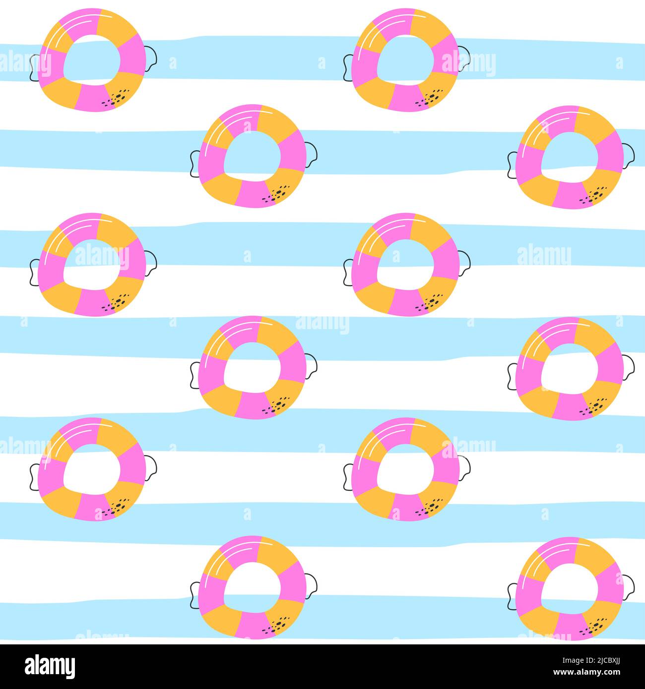 Seamless pattern with ring life buoy on blue and white striped ...