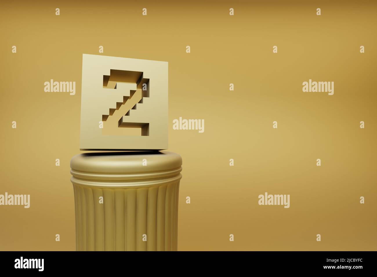 Beautiful abstract illustrations Golden Golden Pixel number 2 symbol ...