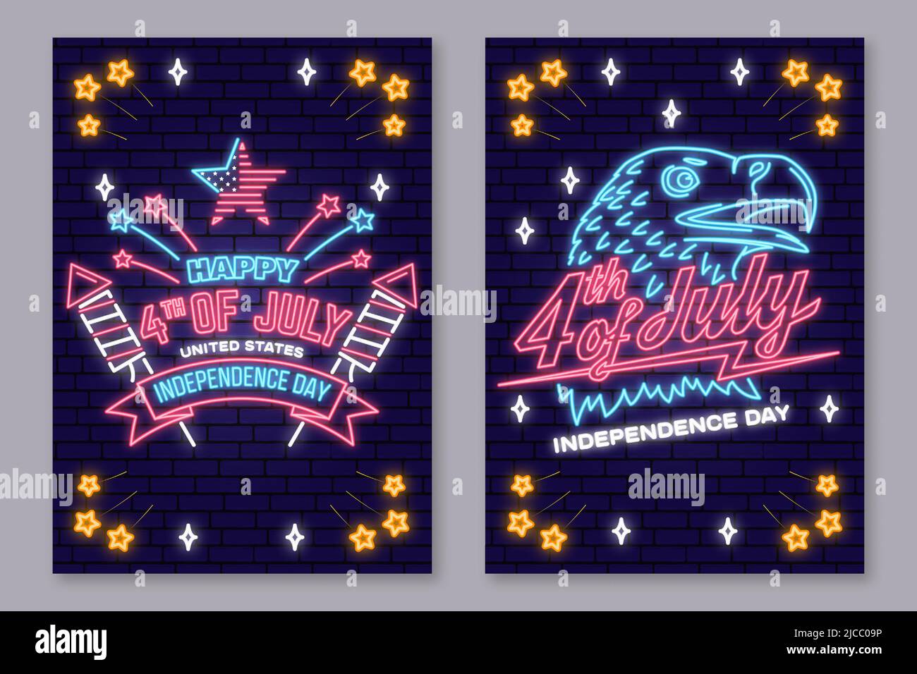 Set of Vintage 4th of july design in retro style. Vector Fourth of July ...