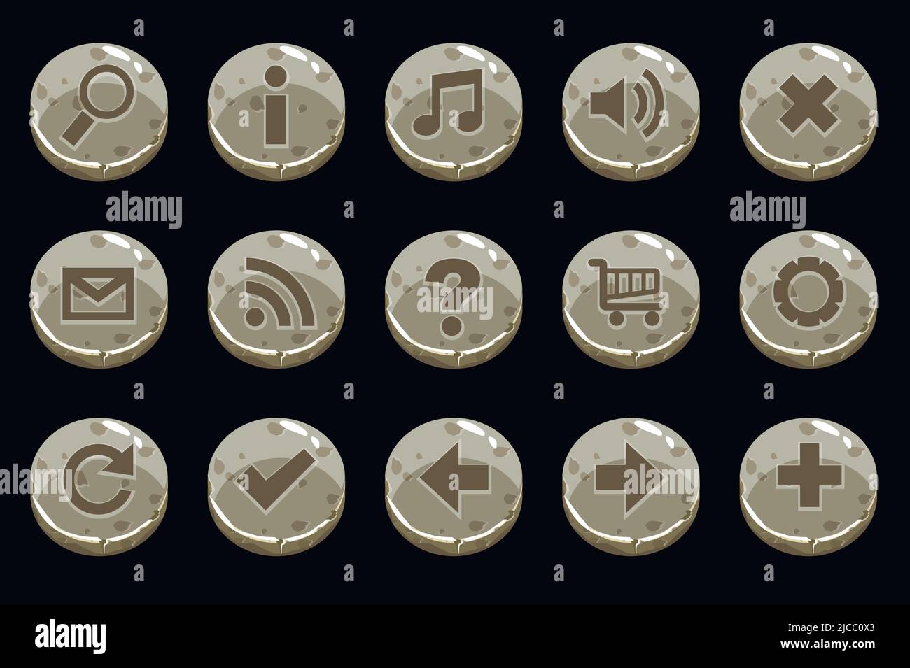 Cartoon Circle old stone buttons Stock Vector Image & Art - Alamy