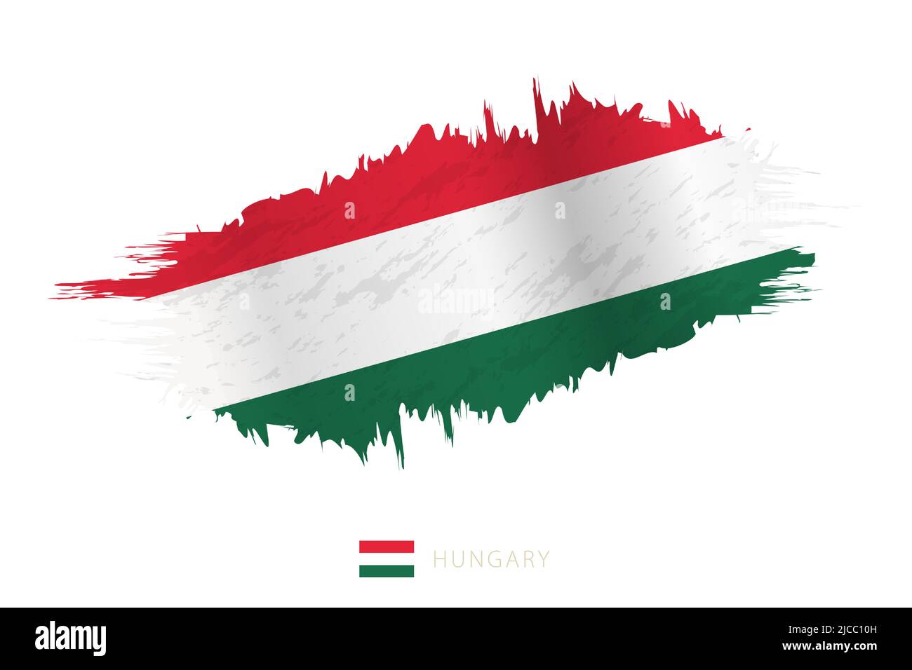 Painted brushstroke flag of Hungary with waving effect. Vector flag ...