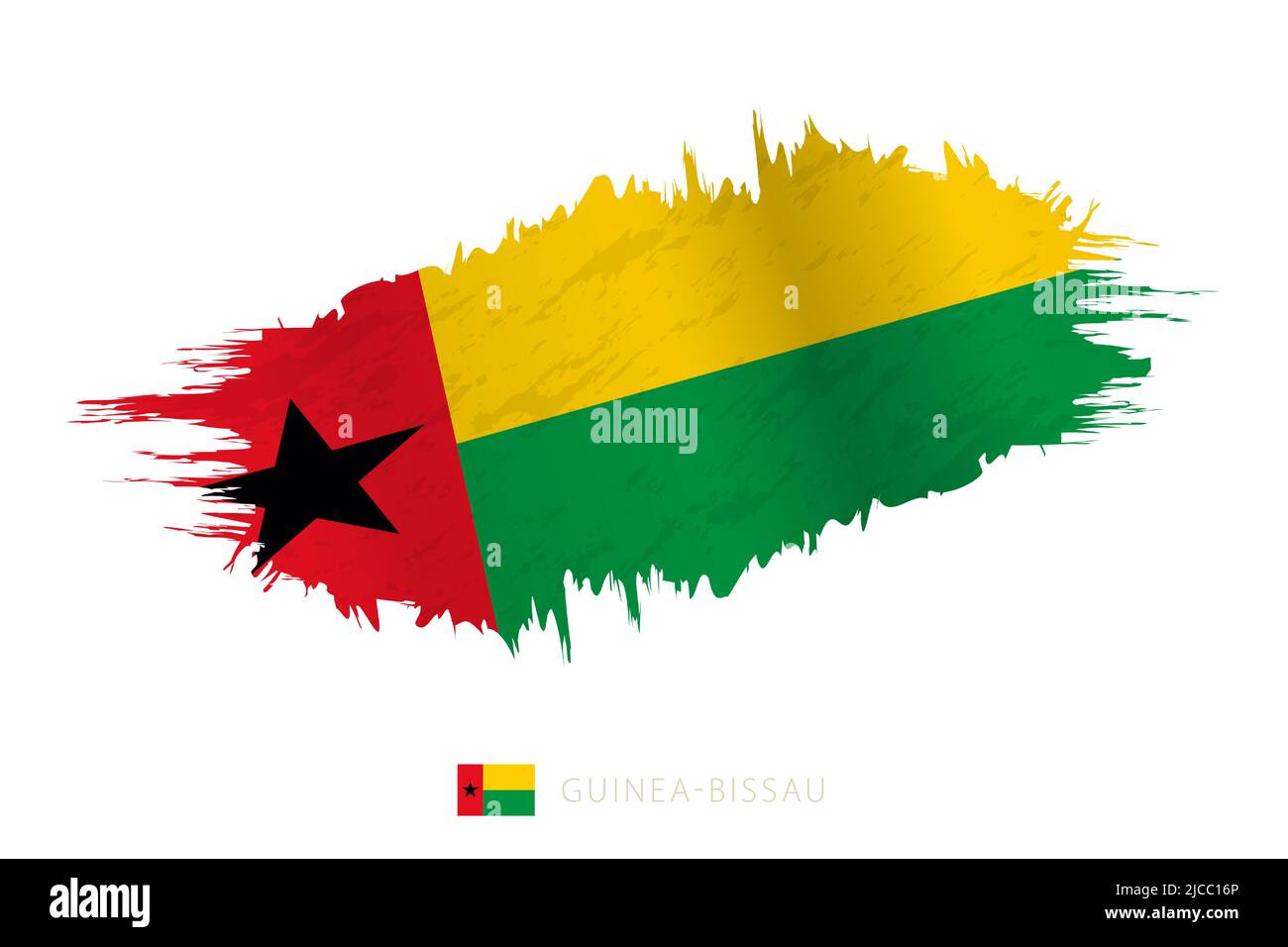 Painted brushstroke flag of Guinea-Bissau with waving effect. Vector ...