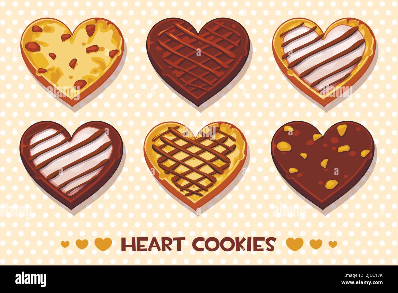 Heart shaped Gingerbread and chocolate cookies, set Happy Valentines ...