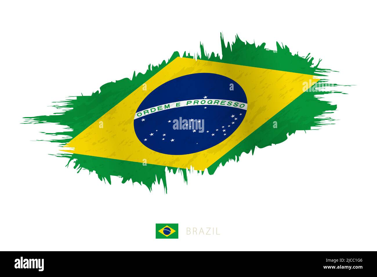 Painted brushstroke flag of Brazil with waving effect. Vector flag ...