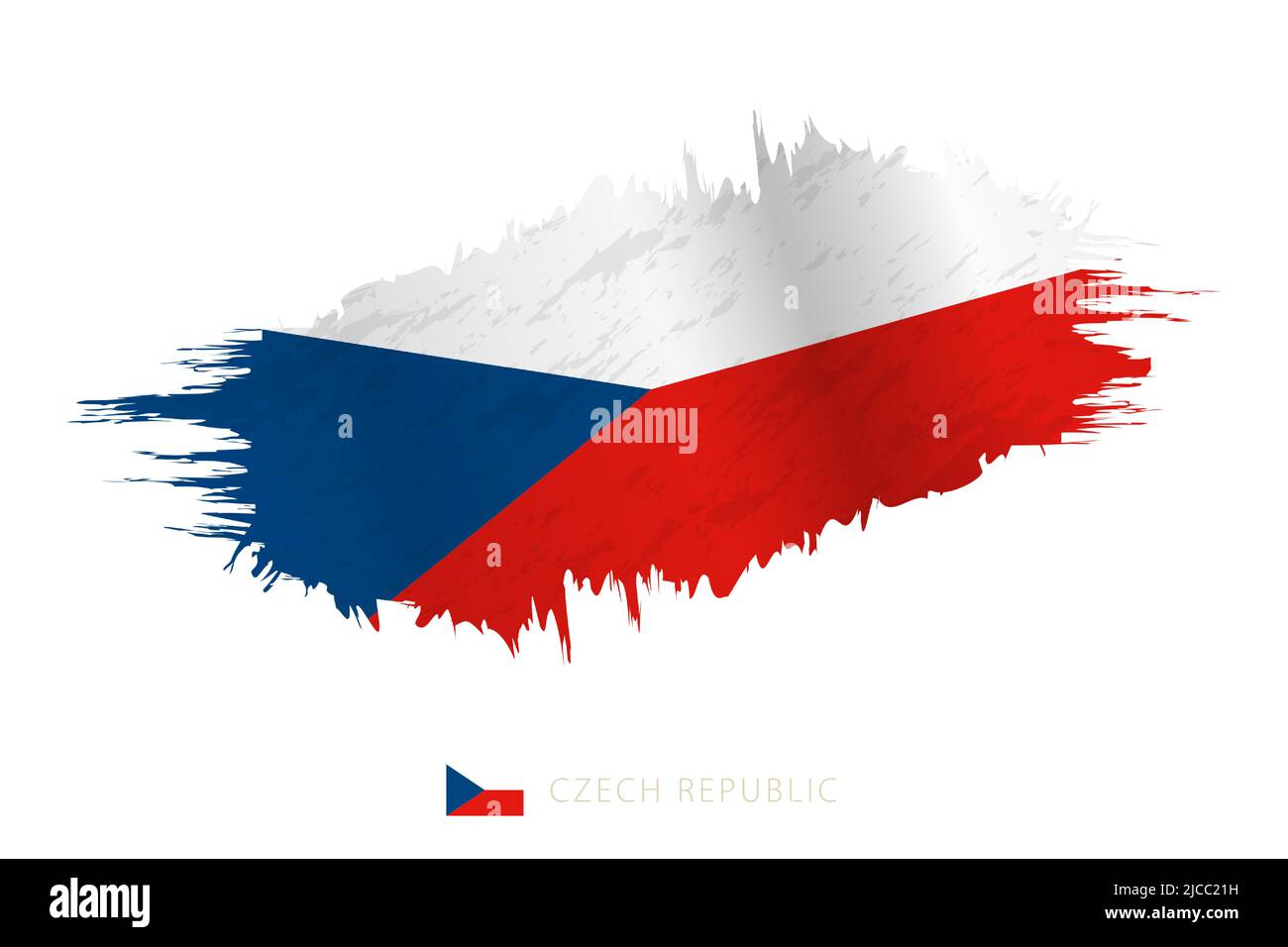 Painted brushstroke flag of Czech Republic with waving effect. Vector ...