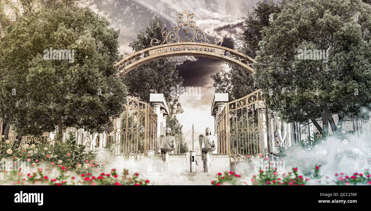 3d illustration of the majestic heaven gate Stock Photo - Alamy