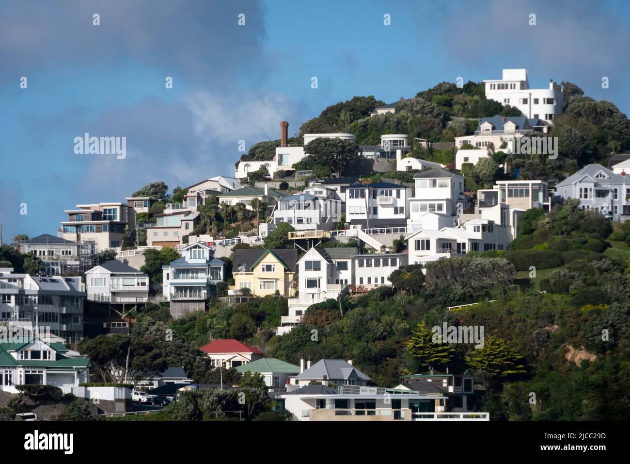 Houses on hillside, Mount Victoria, Wellington, North Island, New ...
