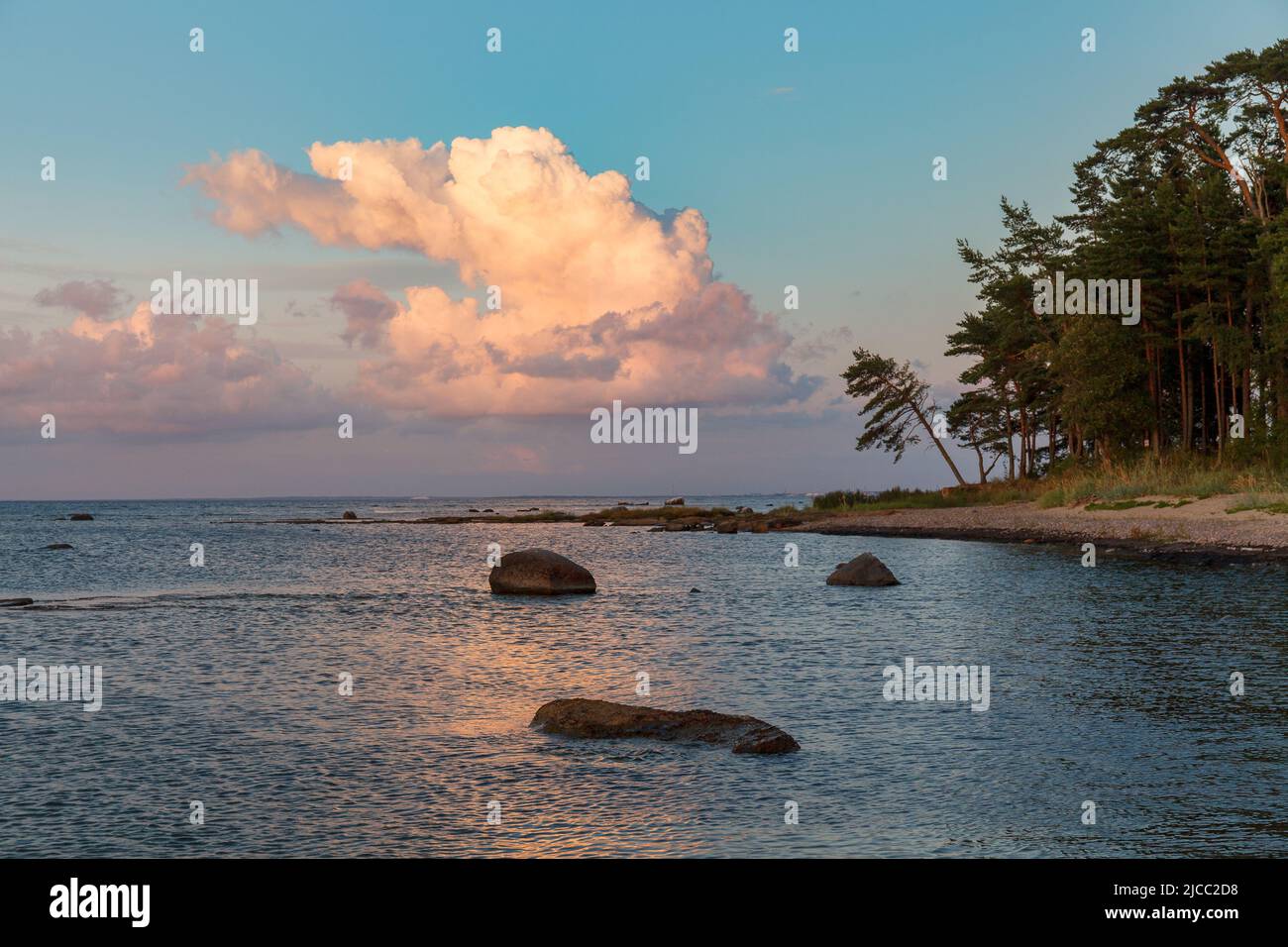 Sunset over the Baltic sea. Rocky coast in Estonia Stock Photo - Alamy