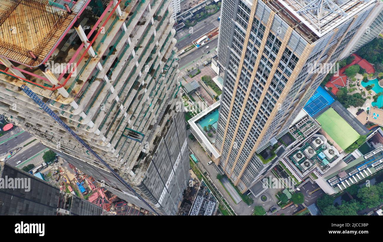New modern twin tower skyscrapers under construction in Jakarta ...