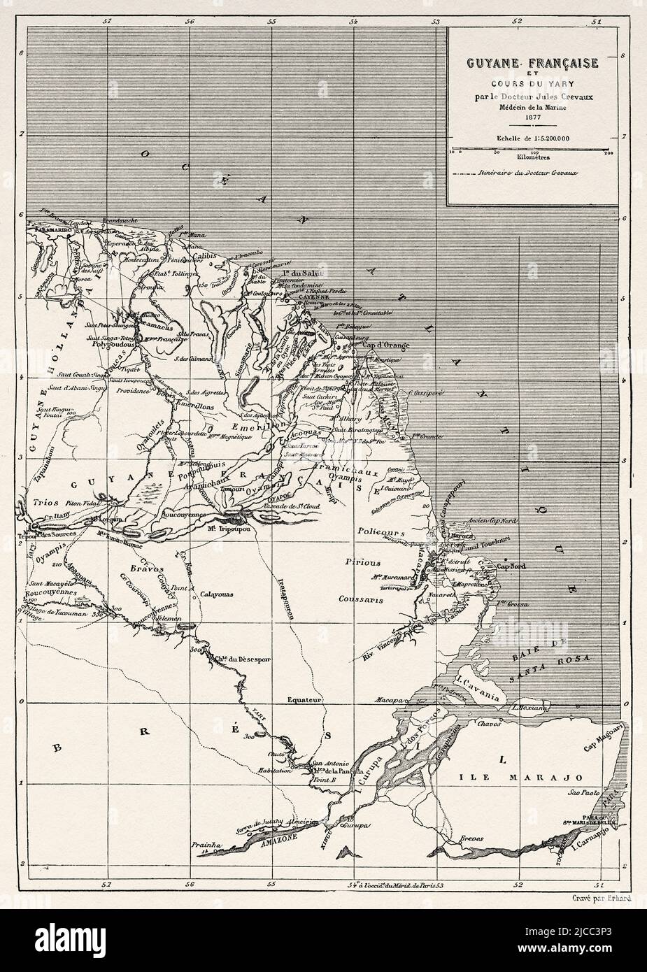 French Guiana and Course of the Jari river in Brazil, by Jules Crevaux ...