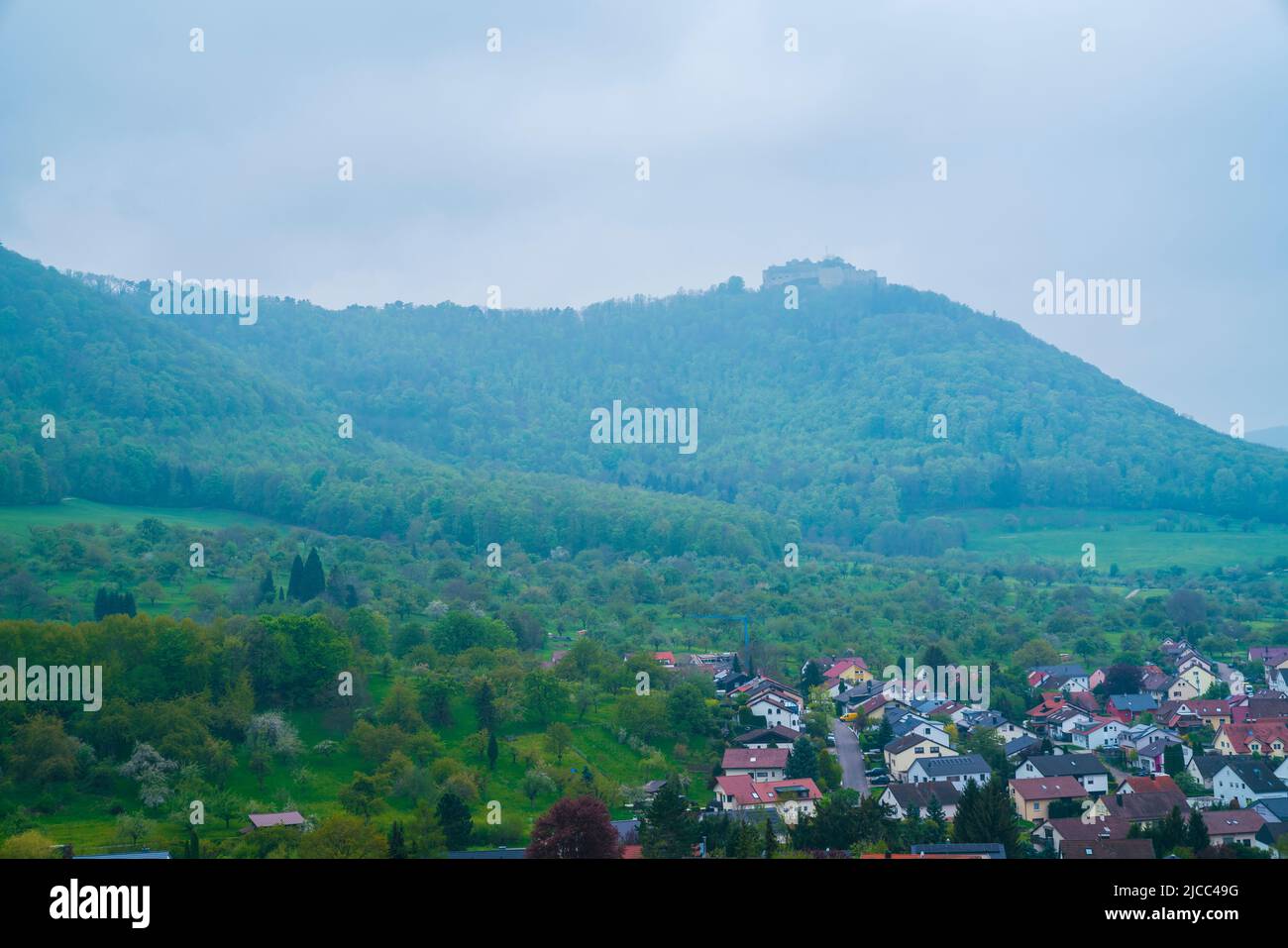 Germany, Hohenneuffen castle ruins nature landscape on top of a ...