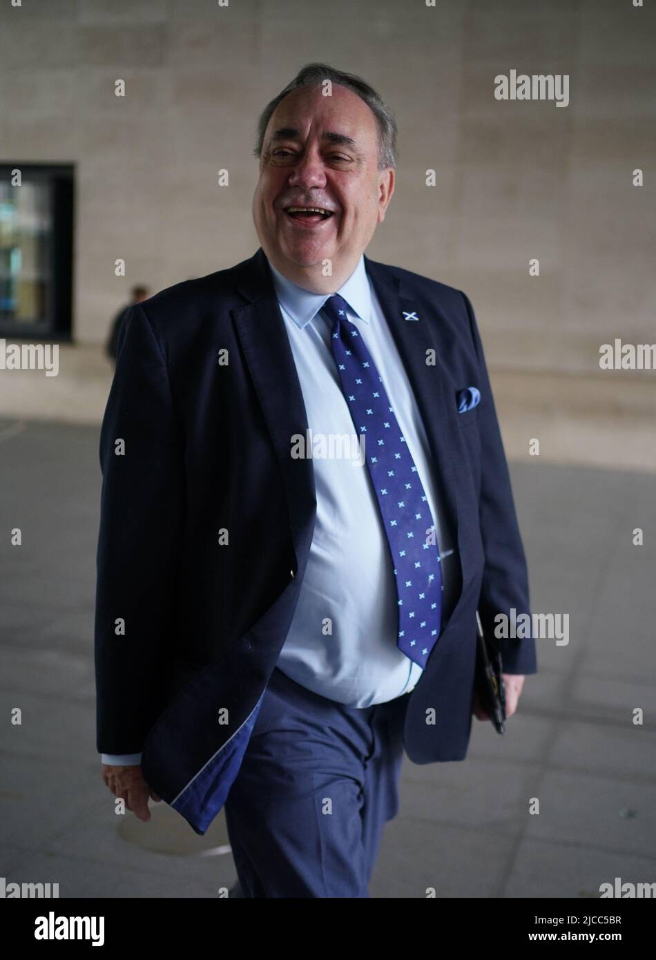 Alba party leader Alex Salmond leaves BBC Broadcasting House in London ...