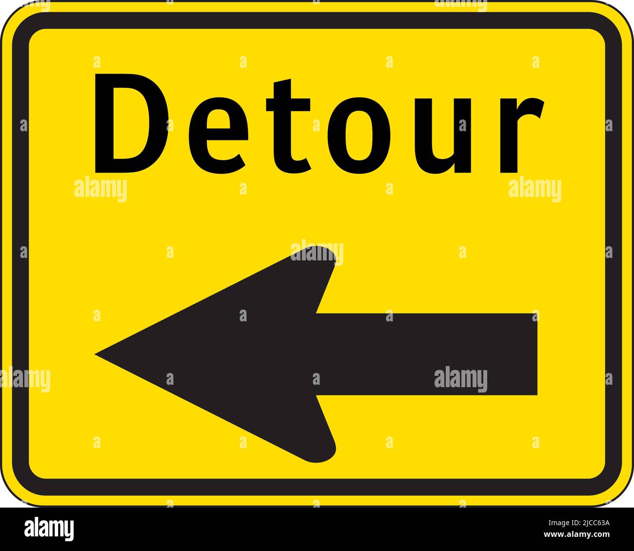 Yellow and black sign for correct direction at deroute at road ...