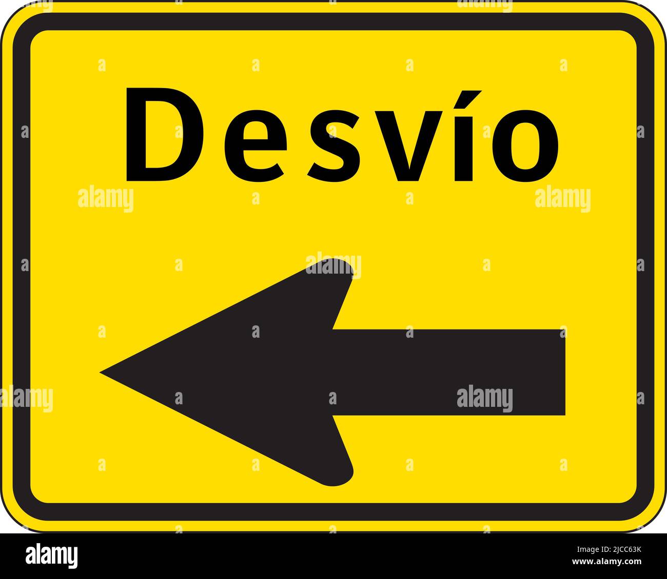 Yellow and black sign for correct direction at deroute at road ...