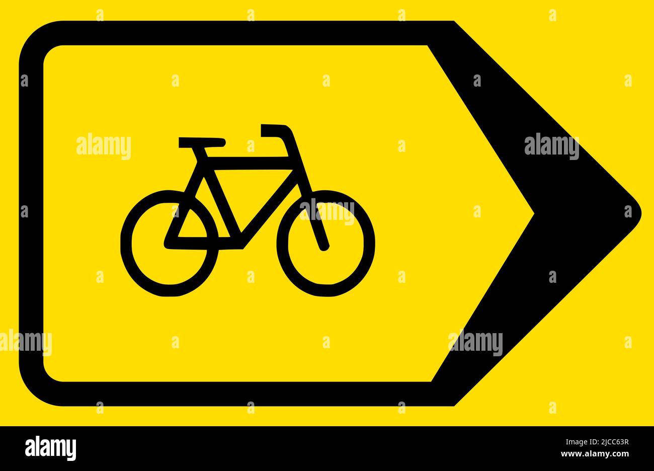 Yellow and black sign for correct direction at deroute at road ...