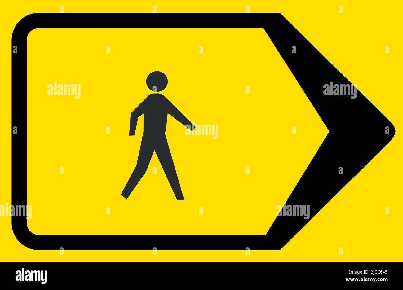 Yellow and black sign for correct direction at deroute at road ...