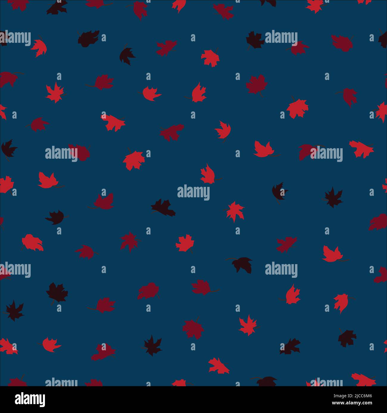 Vector falling maple leaves seamless pattern on deep blue background ...