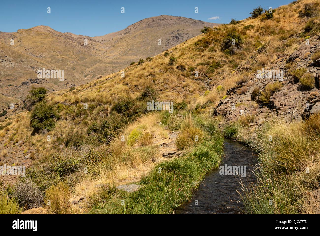 One of the ancient water channel (Acequias) of the Poqueira valley, Las ...