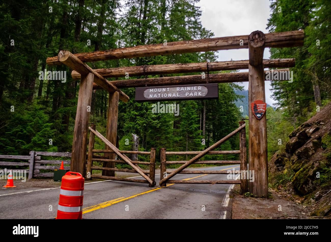 Washington, USA - MAY 01, 2018: - closed gate at the entrance to the ...