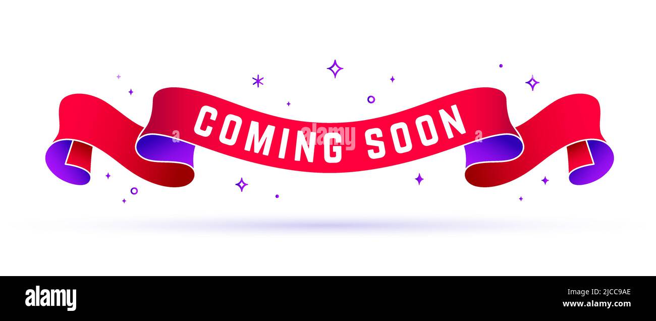 Coming Soon. Red vintage ribbon with text coming soont. Vintage banner ...