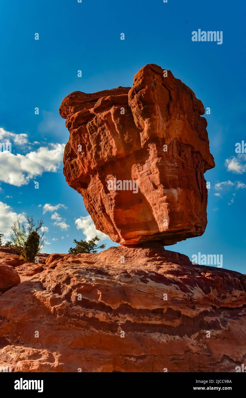 The Balanced Rock, Leaning Rock. The Garden of the Gods, Colorado, USA ...