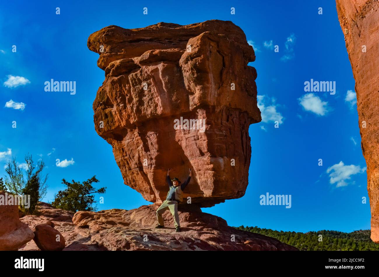 Colorado, USA - MAY 4, 2018: - The Balanced Rock, Leaning Rock. The ...