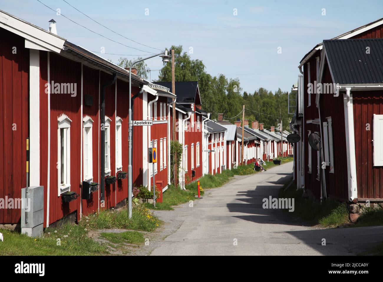 Gammelstad, Sweden. 08th June, 2022. Houses in typical Swedish color ...