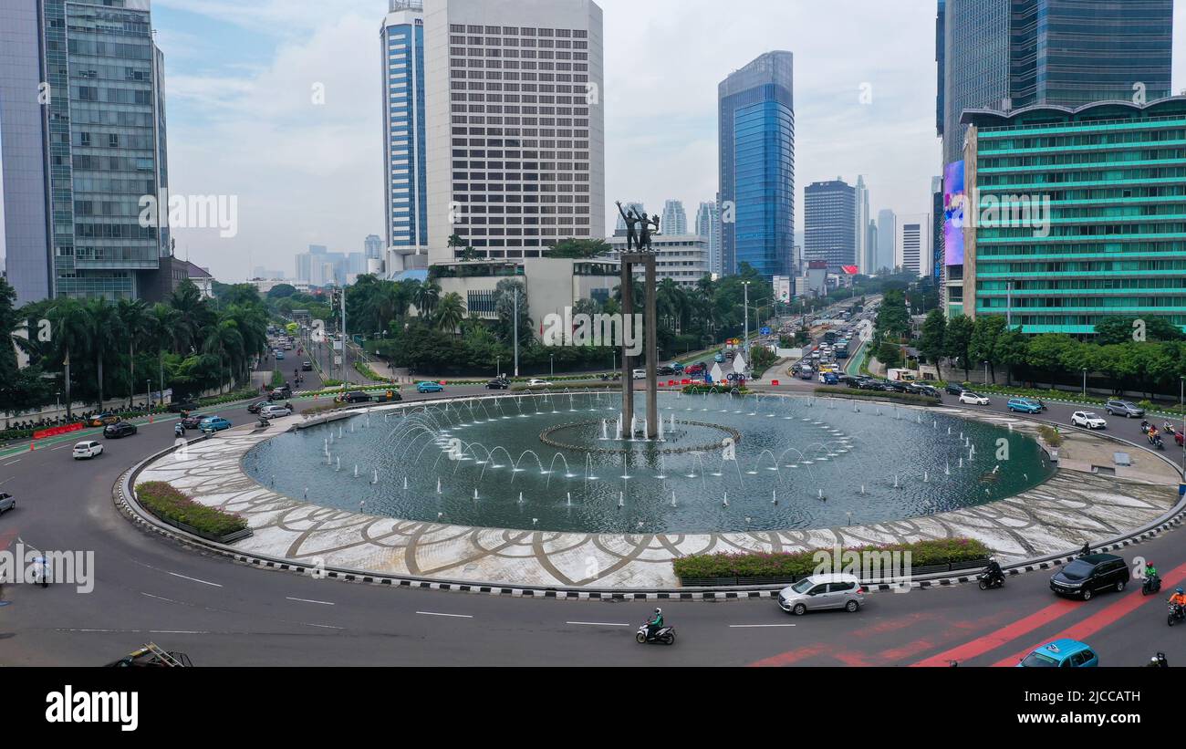 Welcome Monument Selamat Datang at Roundabout Bundaran HI Stock Photo ...