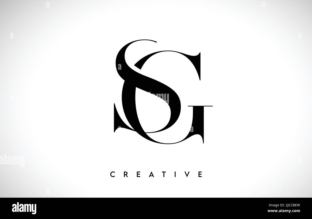 SG Artistic Letter Logo Design with Creative Serif Font in Black and ...