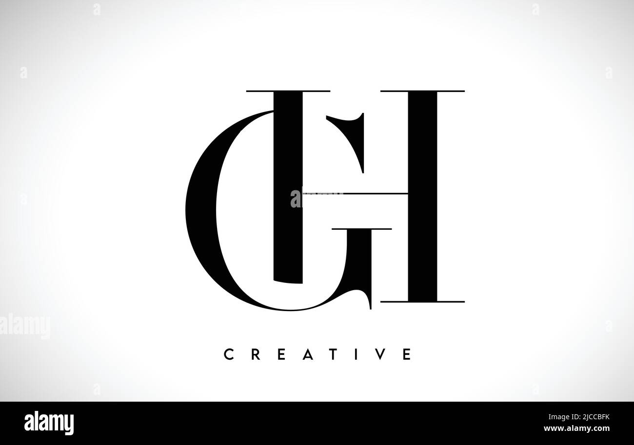 GH Artistic Letter Logo Design with Creative Serif Font in Black and ...