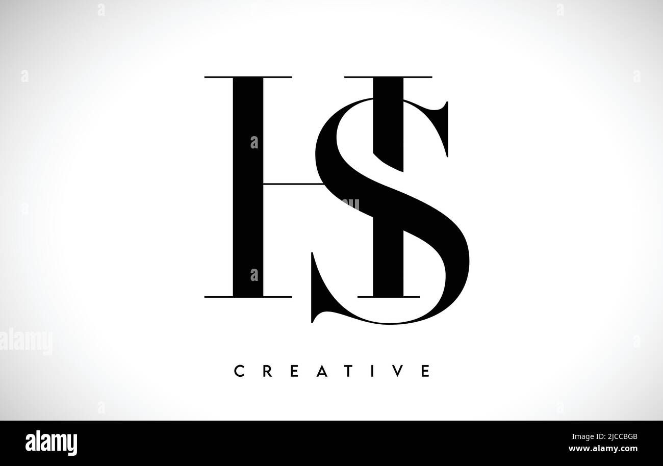HS Artistic Letter Logo Design with Creative Serif Font in Black and ...