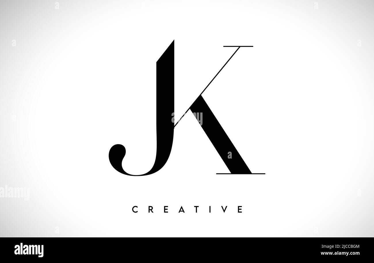 JK Artistic Letter Logo Design with Creative Serif Font in Black and ...