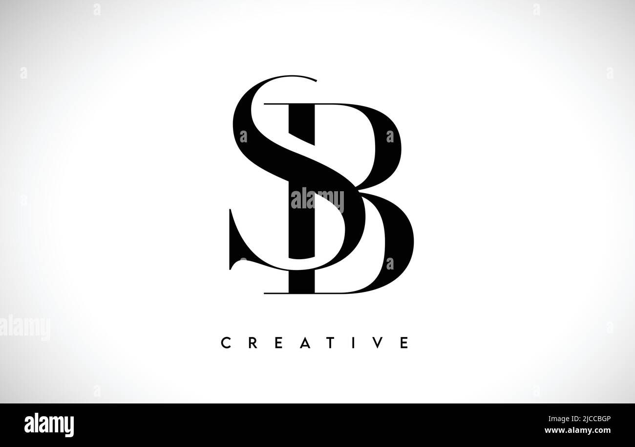 SB Artistic Letter Logo Design with Creative Serif Font in Black and ...