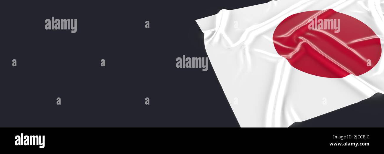 Japanese Flag on black background, clipping path. Bright silky 3D ...