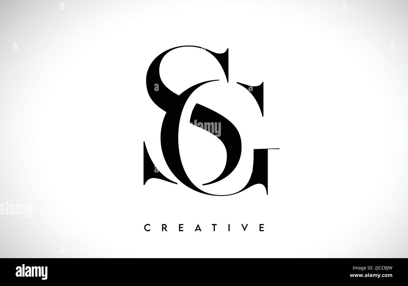 SG Artistic Letter Logo Design with Creative Serif Font in Black and ...