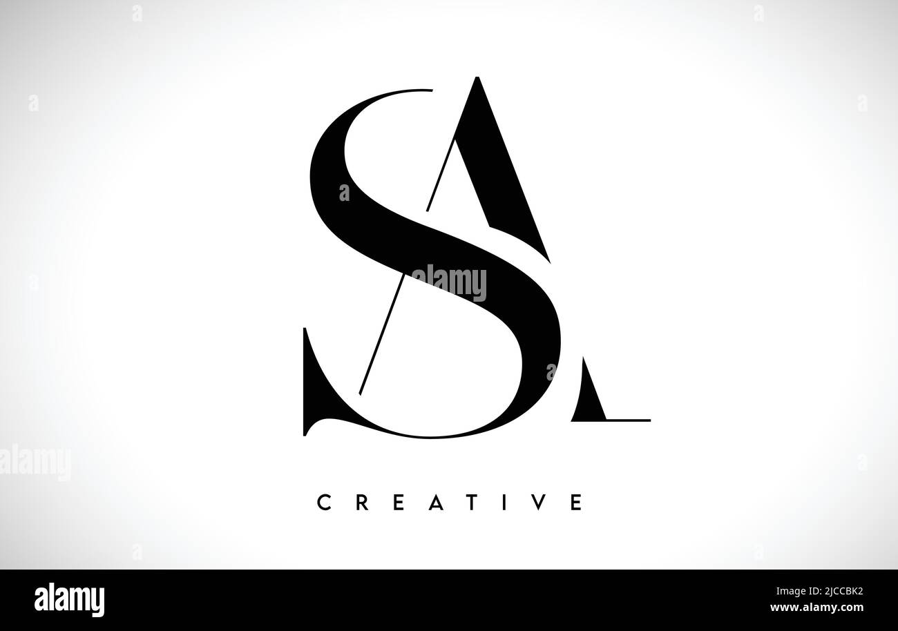 SA Artistic Letter Logo Design with Creative Serif Font in Black and ...