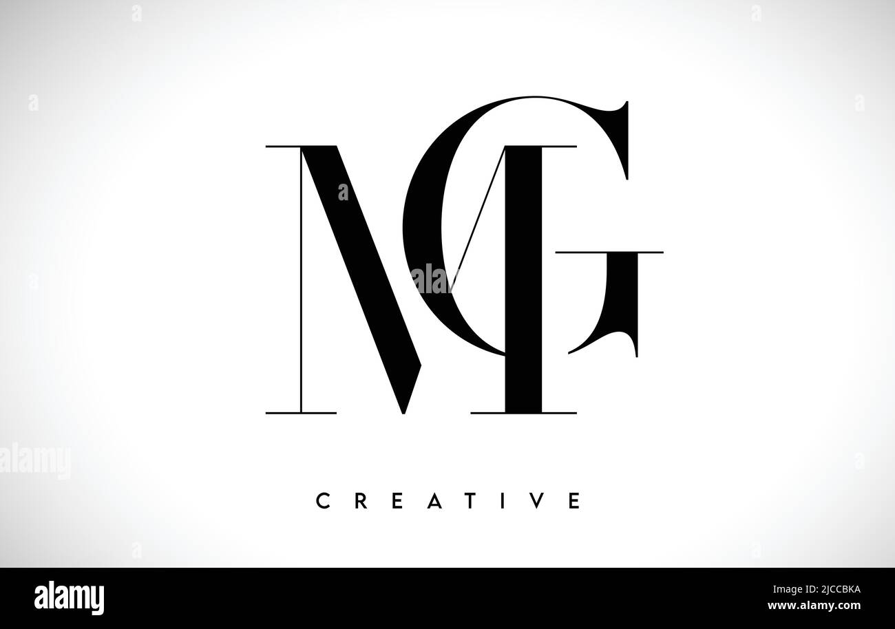 MG Artistic Letter Logo Design with Creative Serif Font in Black and ...