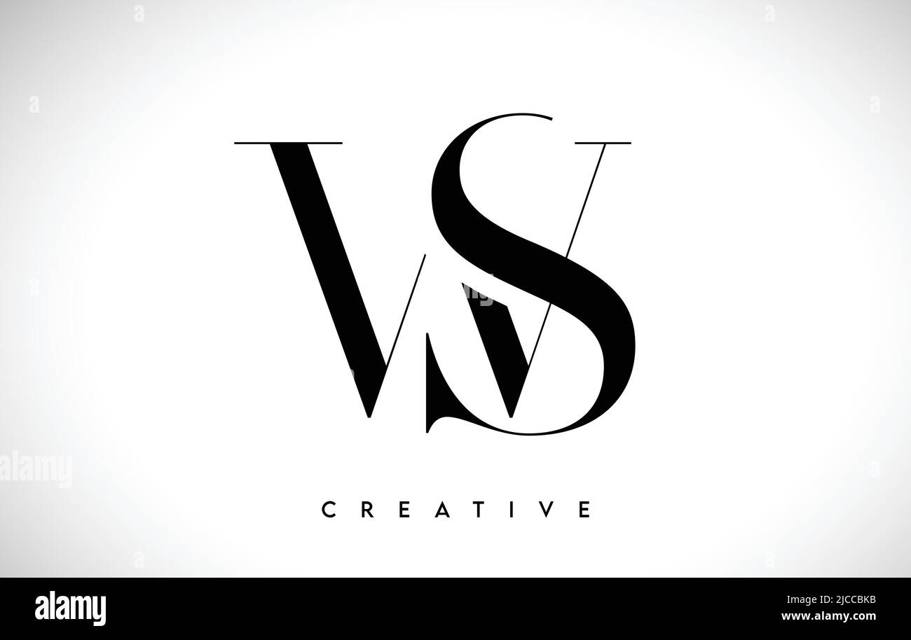 WS Artistic Letter Logo Design with Creative Serif Font in Black and ...