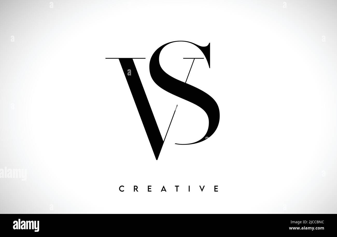 VS Artistic Letter Logo Design with Creative Serif Font in Black and ...