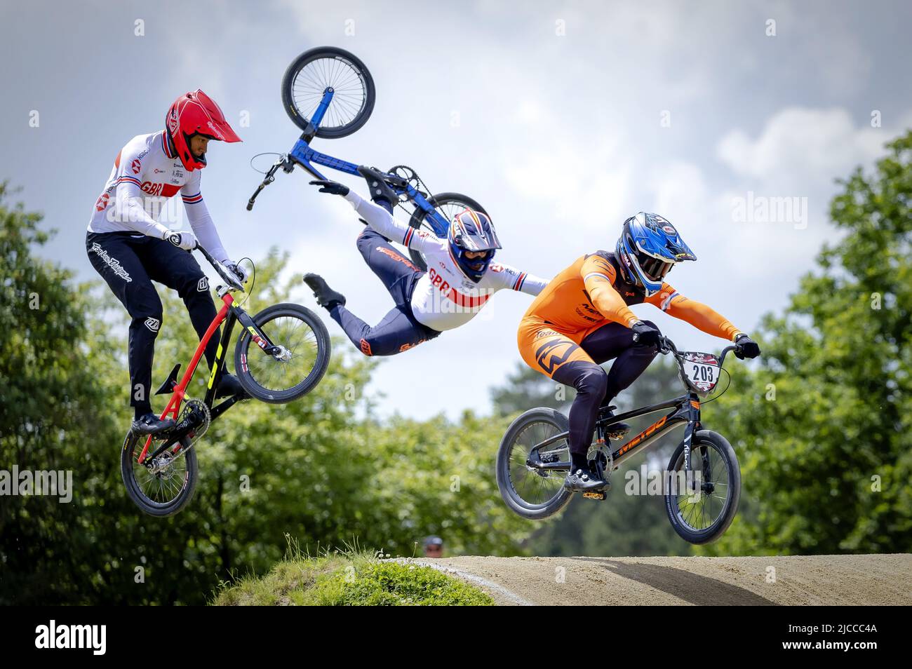 PAPENDAL - Jay Schippers (203) in action during the fourth BMX World ...