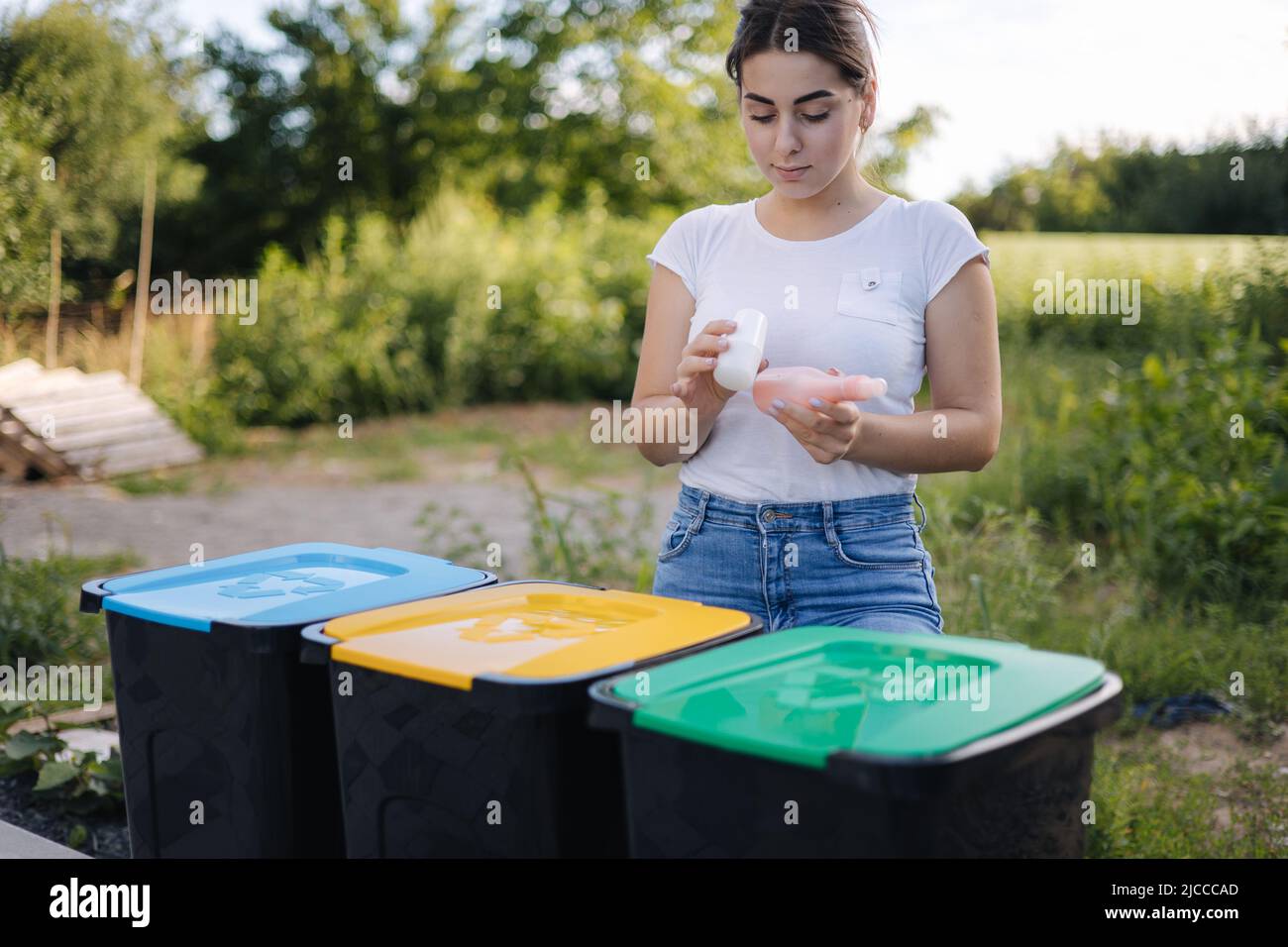 Empty shampoo bottles in the bin hi-res stock photography and images ...